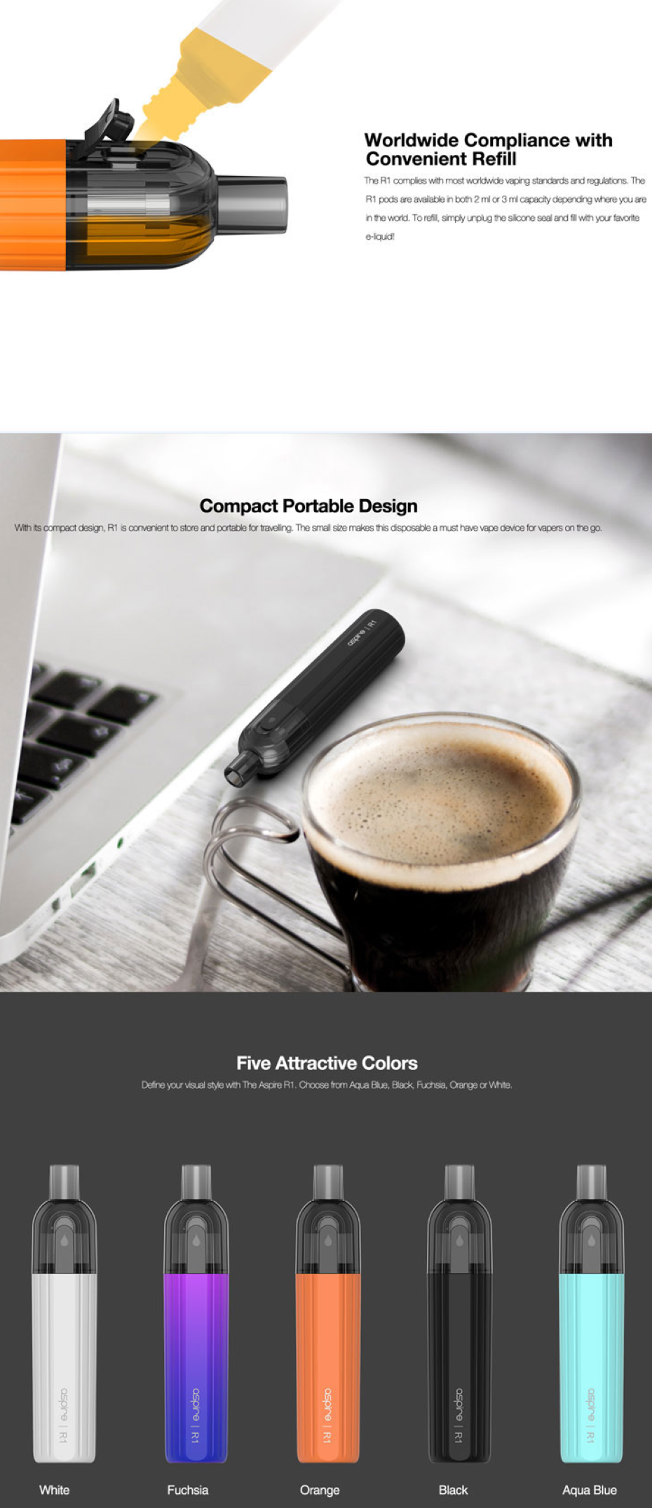 Aspire R1 Pod Kit 650mAh