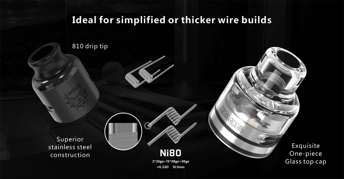 Damn Vape Mongrel RDA 25.4mm Single Coil RDA For Sale £21.99