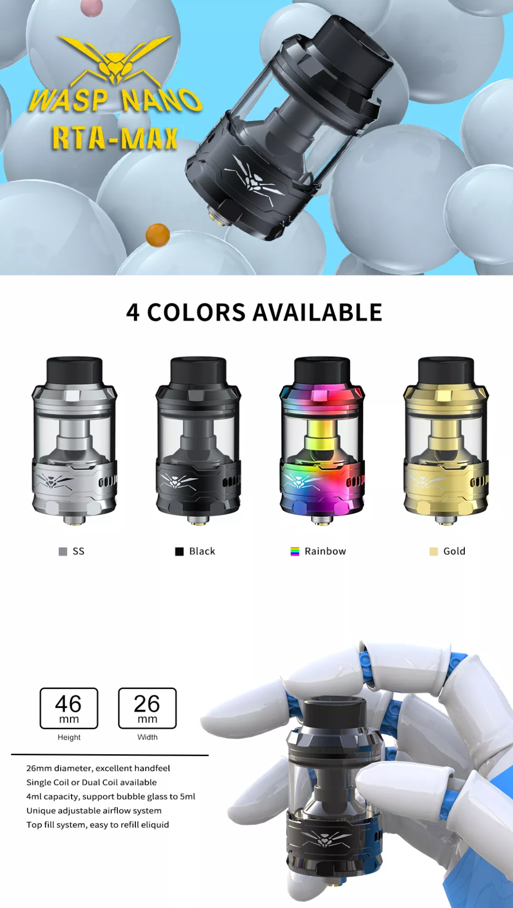 Oumier Wasp Nano RTA MAX 26mm 4ml UK Cheap