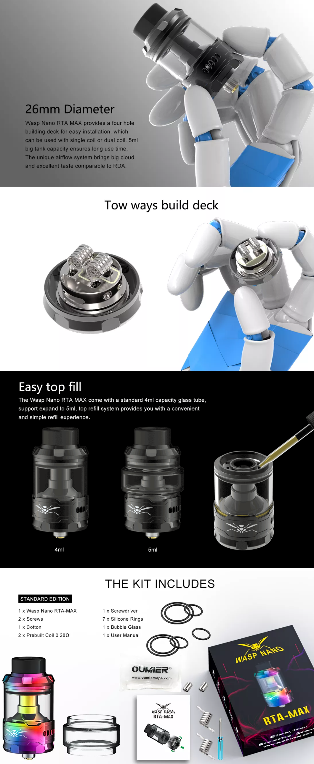 Oumier Wasp Nano RTA MAX 26mm 4ml UK Cheap