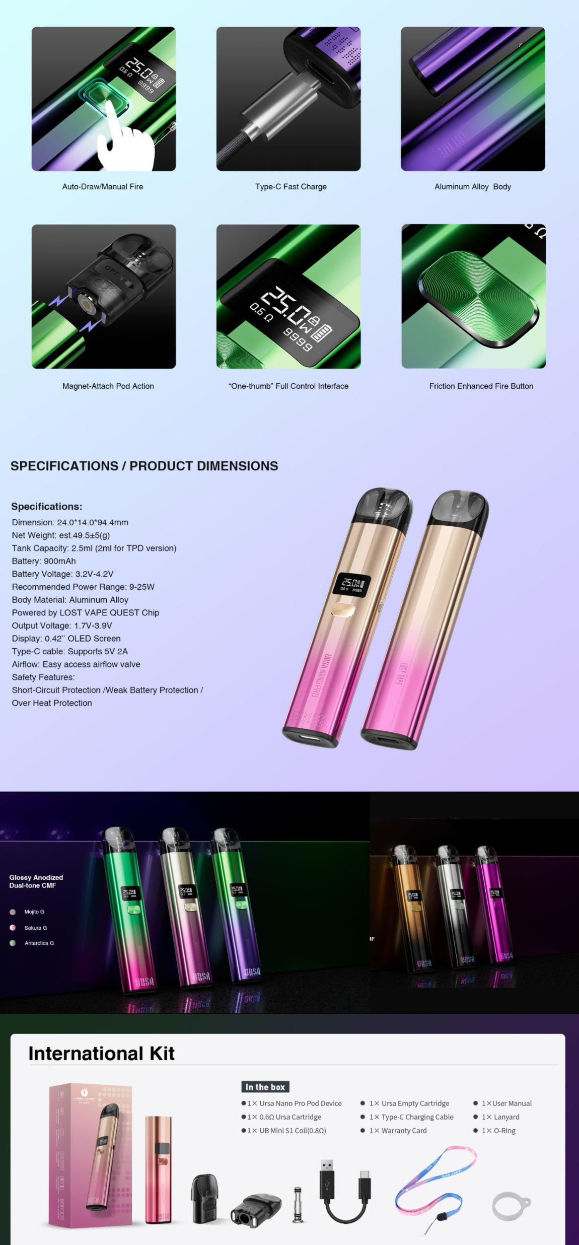 Lost Vape Ursa Nano Pro Kit Pod Vape Hot Sale