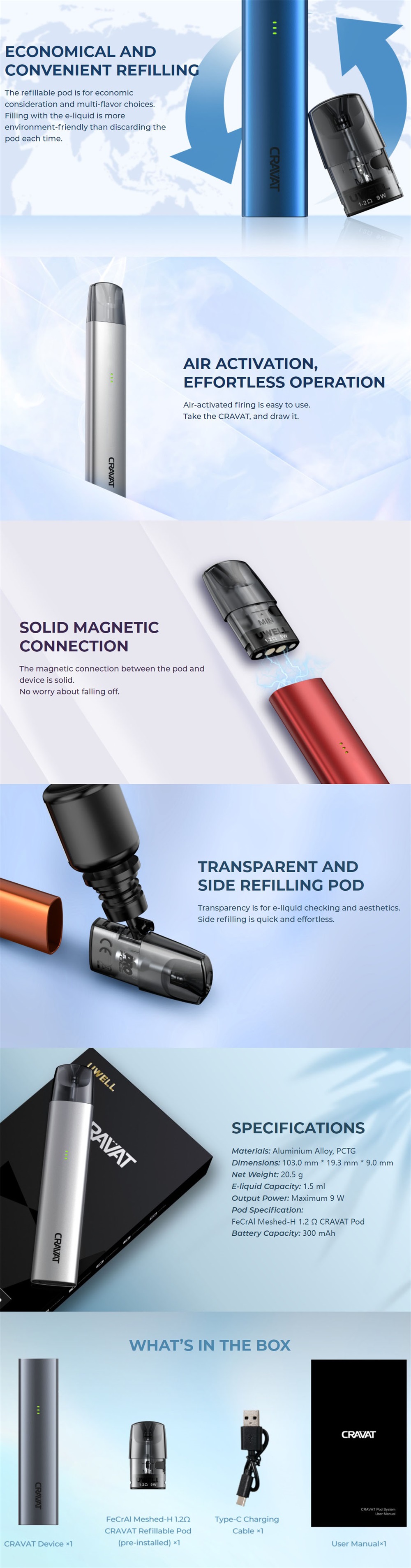 Uwell Cravat Kit 9W Pod Vape Kit In Stock £12.99