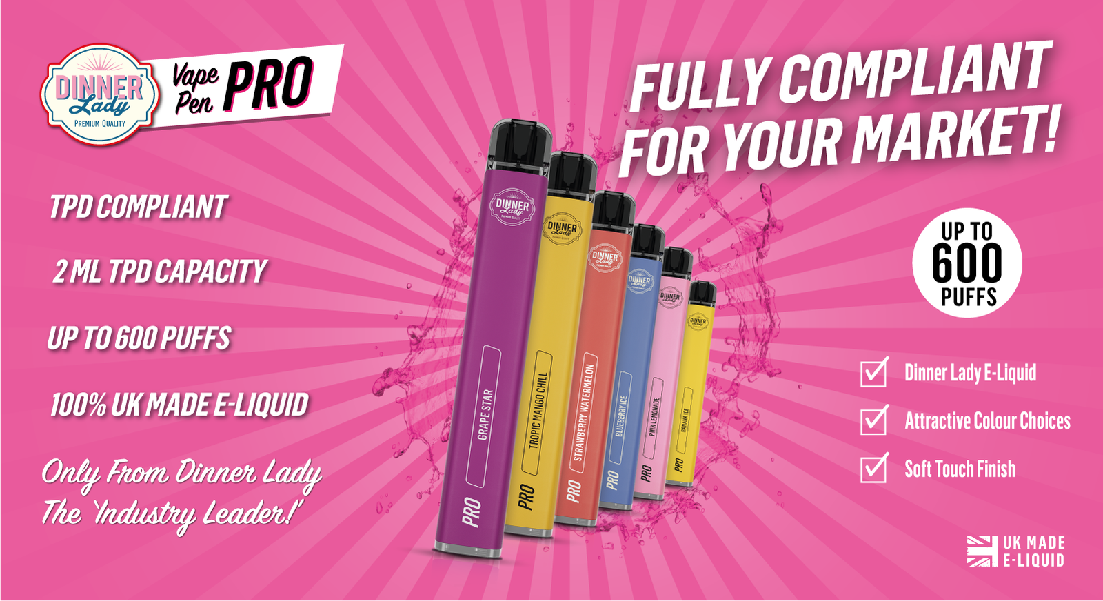 Dinner Lady Vape Pen Pro Disposable 600 puffs Buy in Bulk