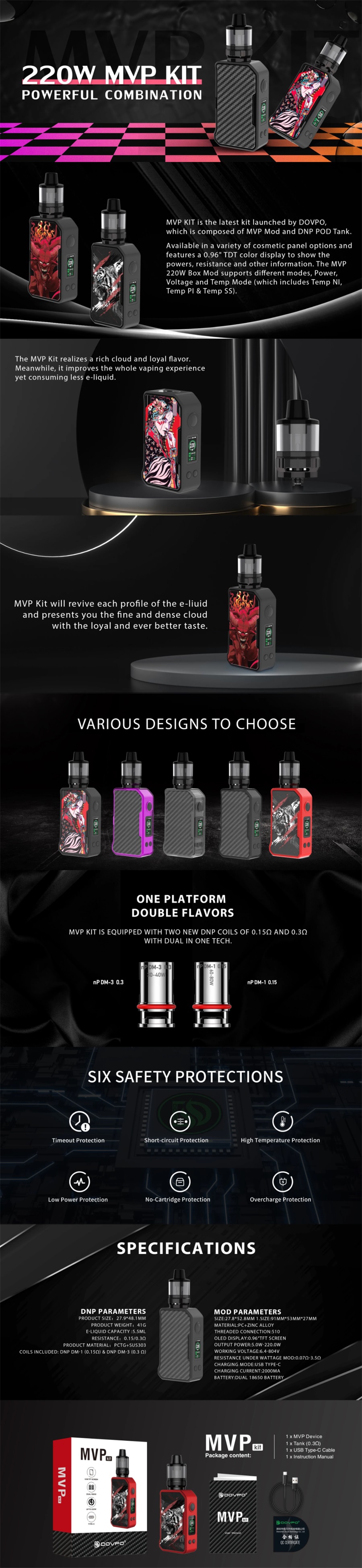 Dovpo MVP Kit 220W with DnP Pod Tank UK New