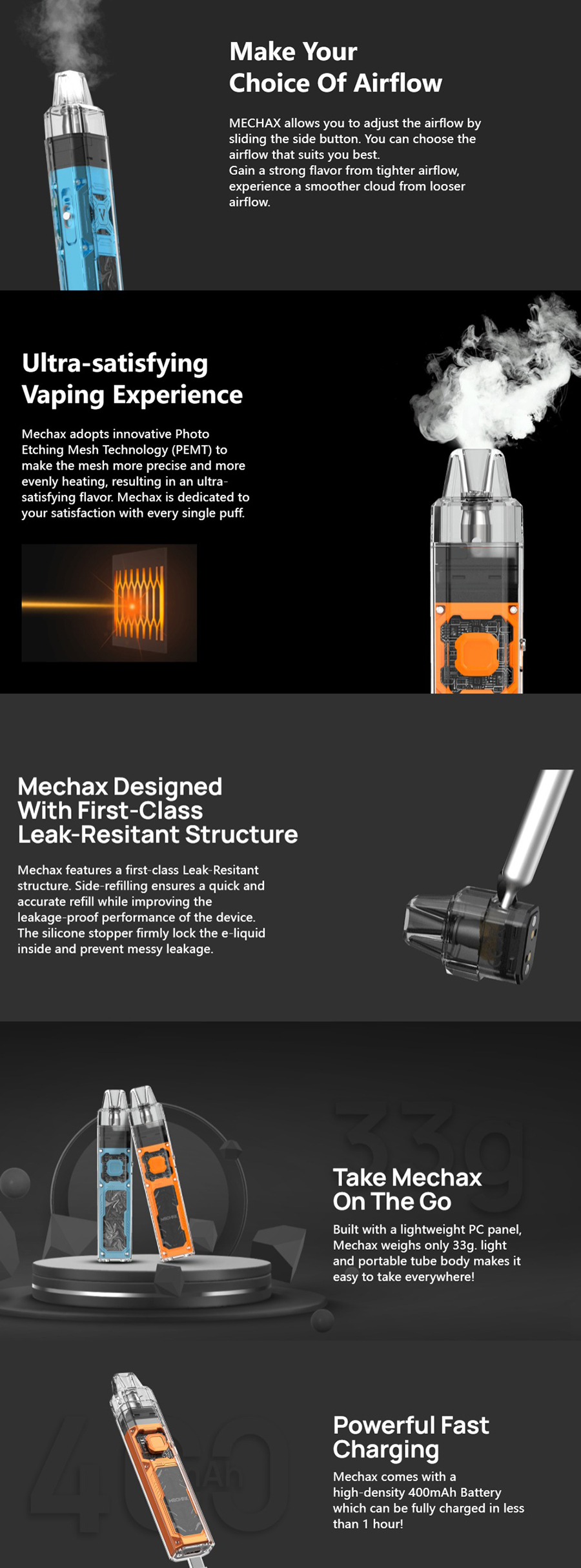 Vaptex Mechax Kit Pod Vape 400mAh 2ml New Type