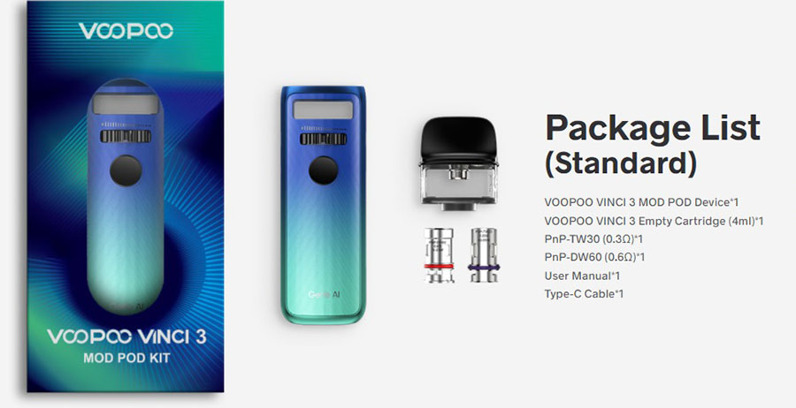 VOOPOO VINCI 3 Kit Pod Mod 50W 1800mAh Advanced Vape