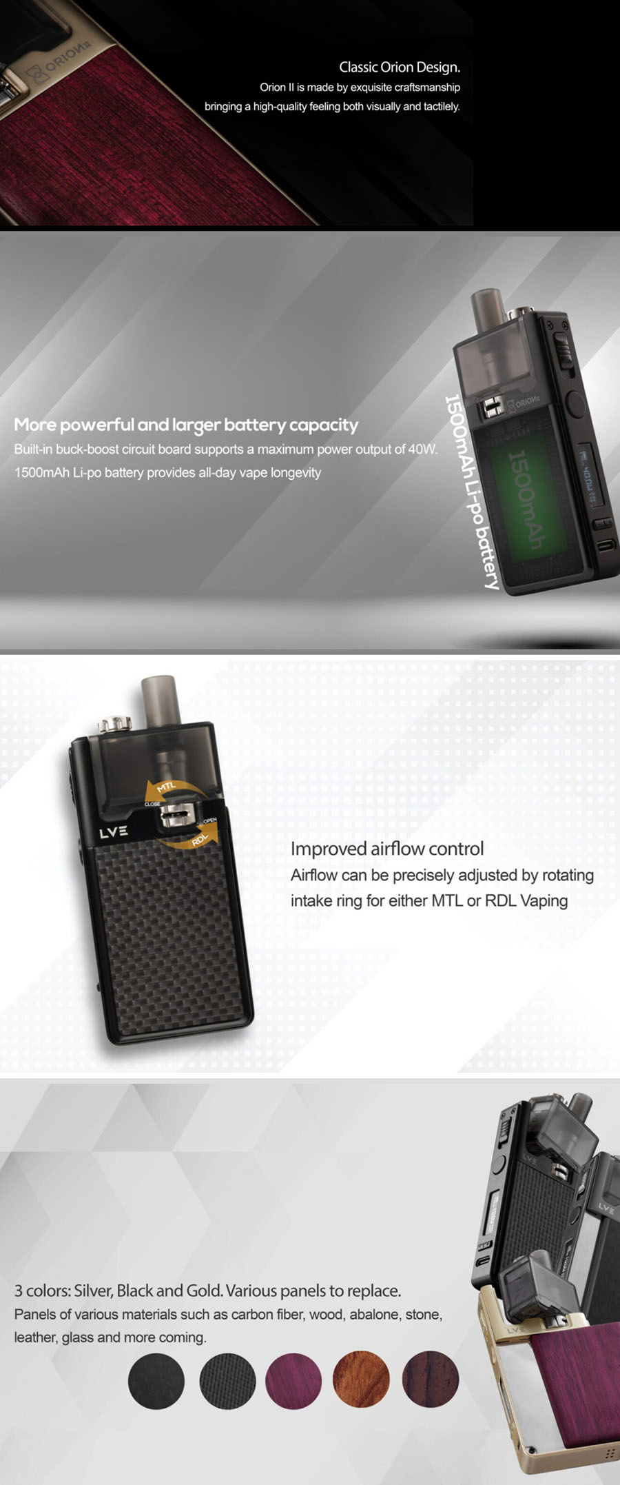 LVE Orion 2 Kit Pod Vape 1500mAh 40W Innovative