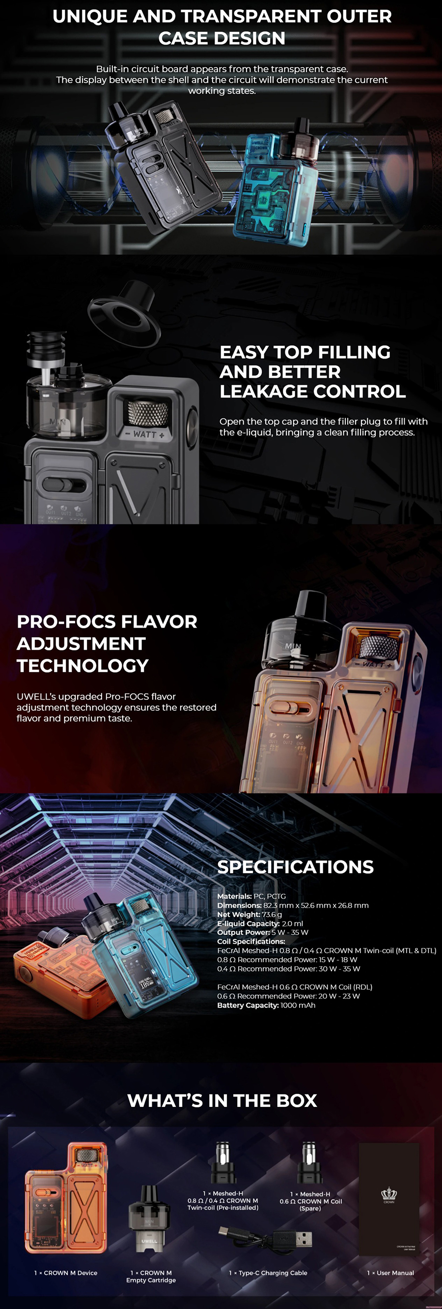 Uwell Crown M Kit Pod Mod 1000mAh 35W UK £25.99