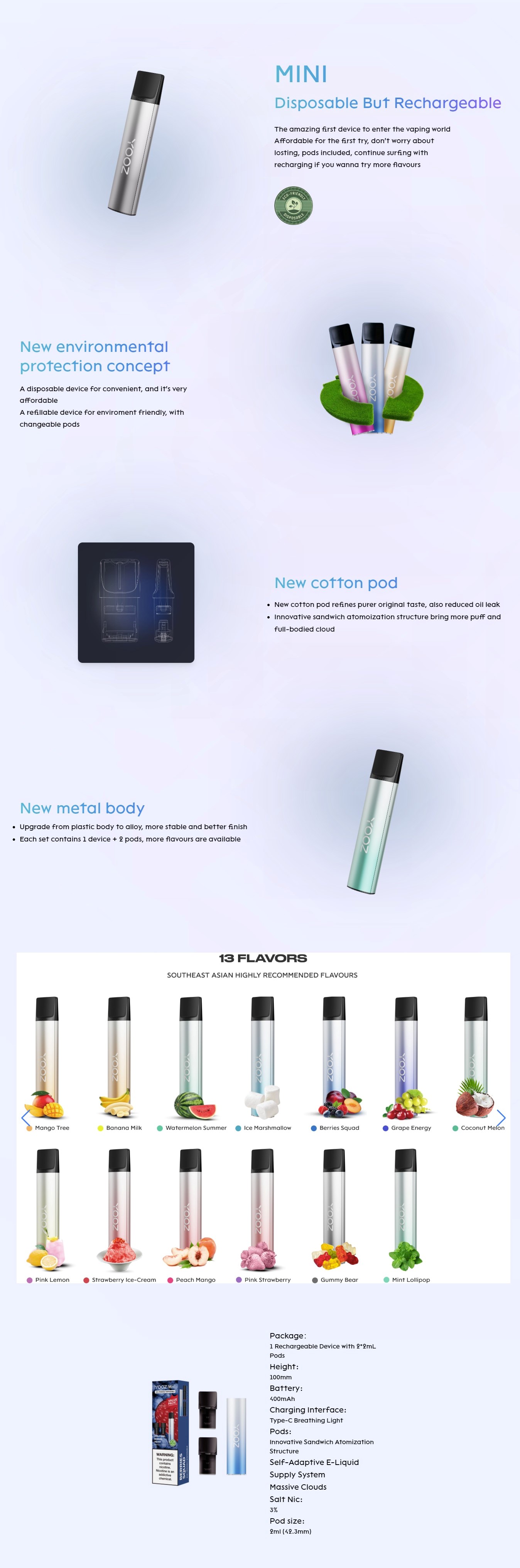 Yooz Mini Disposable Vape 1200 Puffs UK Released